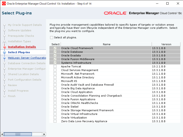 Oracle Enterprise Manager 13c Linuxへのインストール手順